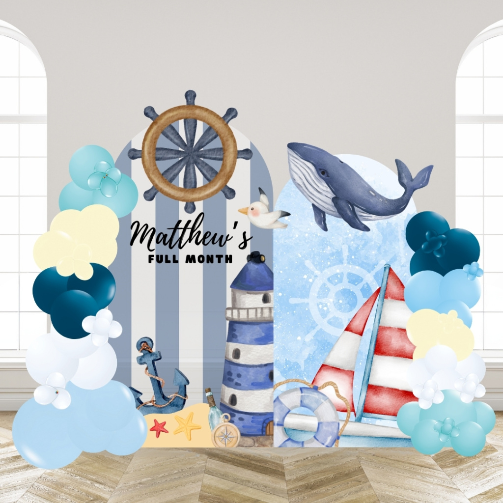 [Setup] Nautical Double Panel Backdrop Decoration | BearloonSG