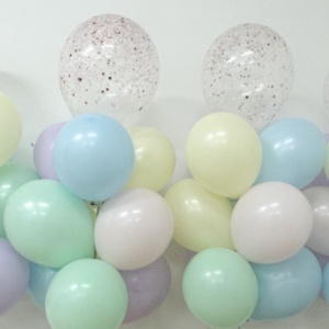 Pastel Rainbow 16" Confetti Latex Balloon Cluster | BearloonSG